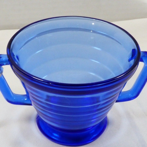 Hazel Atlas | Dining | Vintage Hazel Atlas Blue Glass Double Handled ...